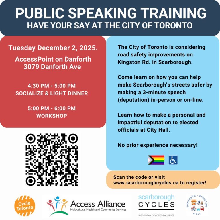 Tues Dec 2: Public Speaking Training – Scarborough Cycles
